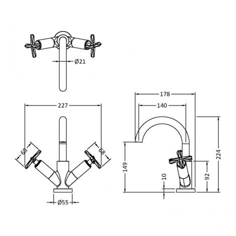 Nuie Aztec Matt Black Mono Basin Mixer Tap With Push Button Waste - CLX415