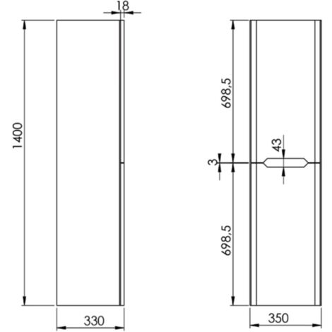 Orbit Ella Wall Hung 2-Door Tall Unit 350mm Wide - Matt Sage Green