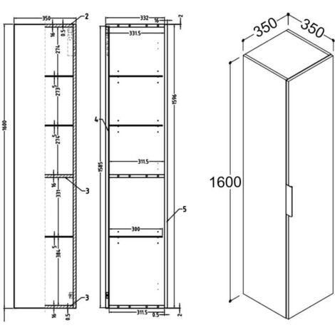 Signature Umea Wall Hung 1-Door Tall Unit 350mm Wide - Matt Olive Green