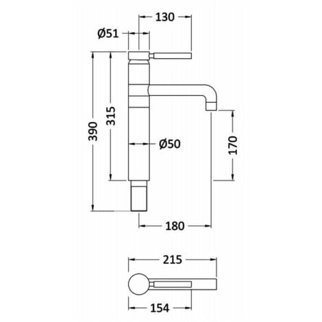 Hudson Reed Tec Tall Basin Mixer Tap - Brushed Brass