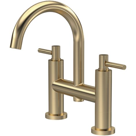 Hudson Reed Tec Lever Bath Filler Tap Pillar Mounted - Brushed Brass