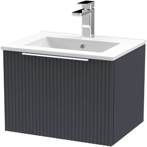 Hudson Reed Fluted Wall Hung 1-Drawer Vanity Unit with Basin 2 500mm ...