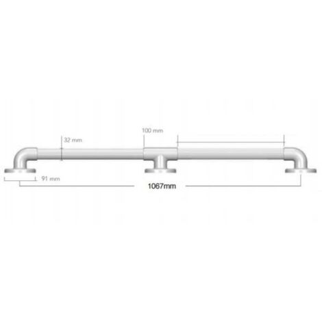 AKW 1900 Series Straight Grab Rail 1067mm Length White
