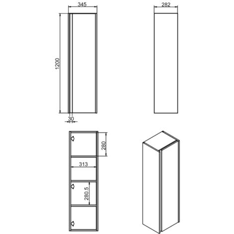 Signature Diversity Wall Hung 1-Door Tall Unit 350mm Wide - Matt Cotton ...