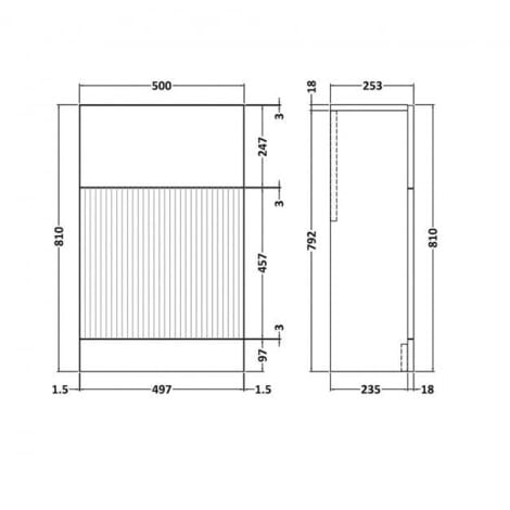 Hudson Reed Fluted WC Unit 500mm Wide - Satin Anthracite