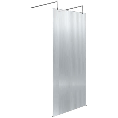 Hudson Reed Fluted Wet Room Screen with Support Arm and Feet 800mm Wide ...