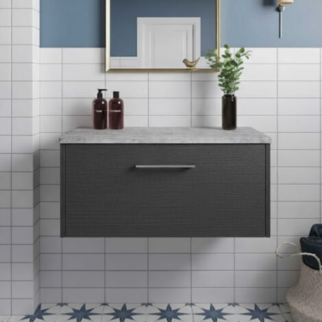 Hudson Reed Juno Wall Hung 1-Drawer Vanity Unit with Bellato Grey ...