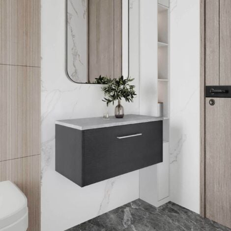 Hudson Reed Juno Wall Hung 1-Drawer Vanity Unit with Bellato Grey ...