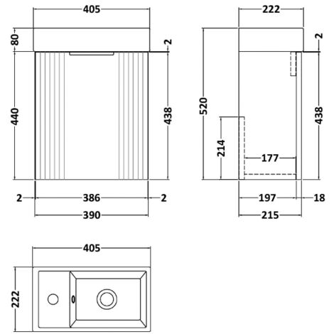 Nuie Deco Compact Satin Blue 400mm Wall Hung Single Door Vanity Unit ...