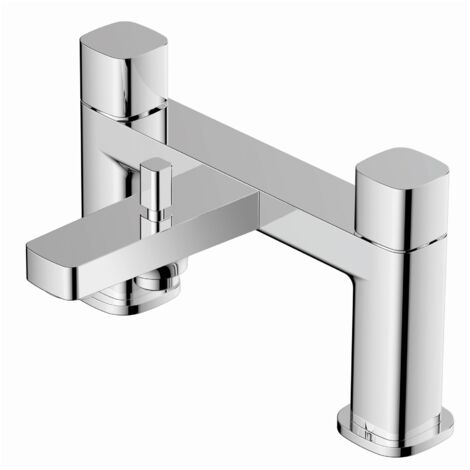 RAK Petit Square Bath Shower Mixer Tap Pillar Mounted - Chrome