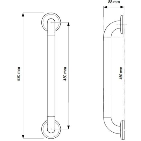 AKW Epoxy Coated Stainless Steel Grab Rail 450mm Length - Dark Blue