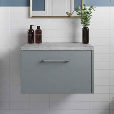 Hudson Reed Juno Wall Hung 1-Drawer Vanity Unit with Bellato Grey ...