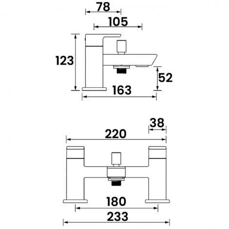 Bristan Cobalt Bath Shower Mixer Tap Pillar Mounted - Black