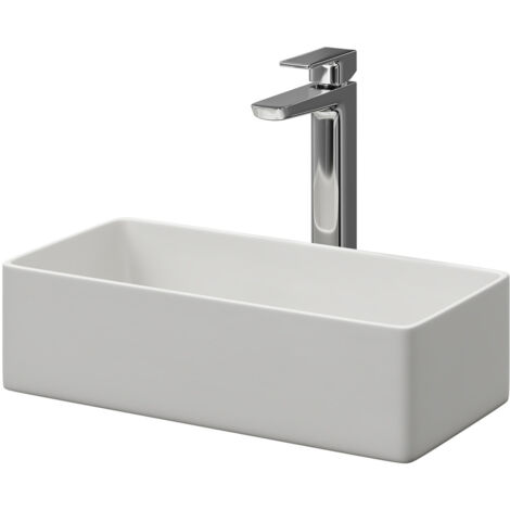 Nuie Vessel Rectangular Sit-On Countertop Basin 465mm Wide - Matt White