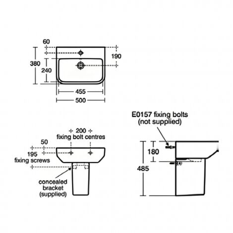 Ideal Standard I.Life S Compact Basin and Semi Pedestal 500mm Wide - 1 ...