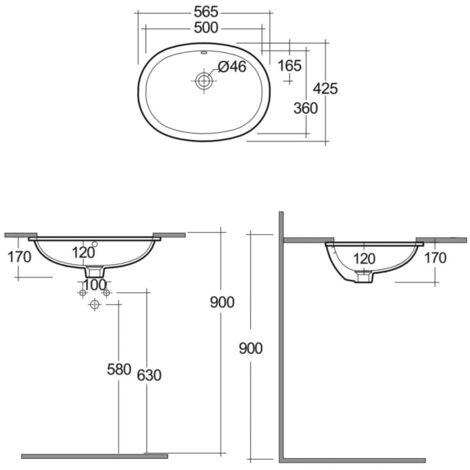 RAK Variant Oval Undermount Basin 565mm Wide - 0 Tap Hole