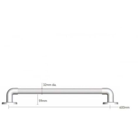 AKW 1400 Series Straight Plastic Fluted Grab Rail 600mm Length - Mid Grey