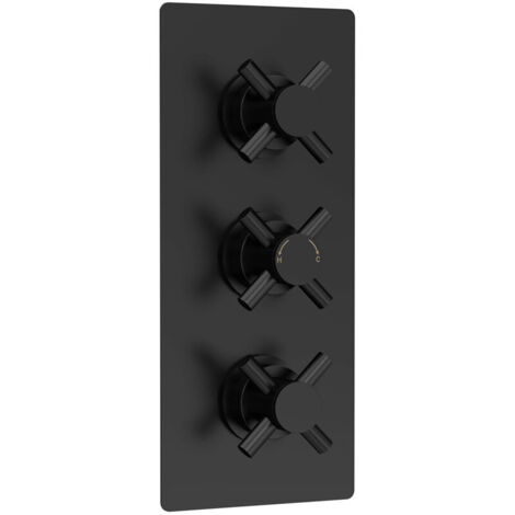 Hudson Reed Tec Crosshead Concealed Shower Valve Triple Handle - Matt Black
