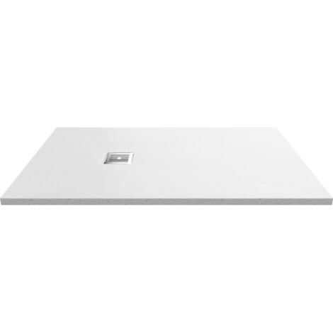 Nuie Slimline White Slate Effect Rectangular Shower Tray 1200mm x 800mm