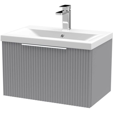 Hudson Reed Fluted Wall Hung 1-Drawer Vanity Unit with Basin 1 600mm ...