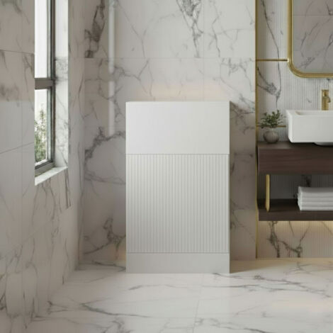 Hudson Reed Fluted WC Unit 500mm Wide - Satin White