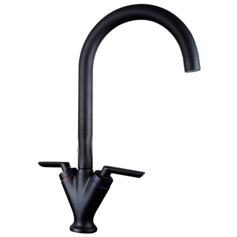 Prima V Shape Dual Lever Kitchen Sink Mixer Tap - Black