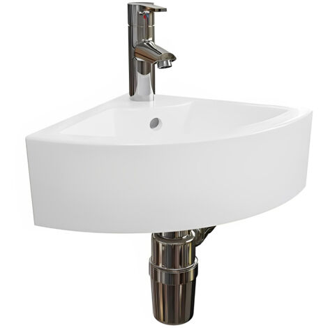 AKW Navlin Wall Hung Corner Basin 470mm Wide - 1 Tap Hole