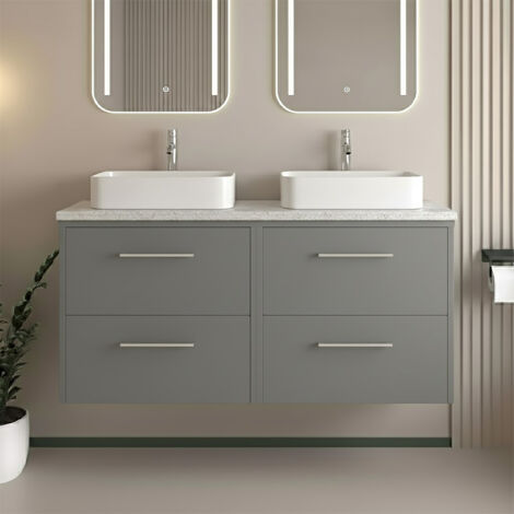 Hudson Reed Juno Coastal Grey 1200mm Wall Hung 4 Drawer Vanity Unit ...