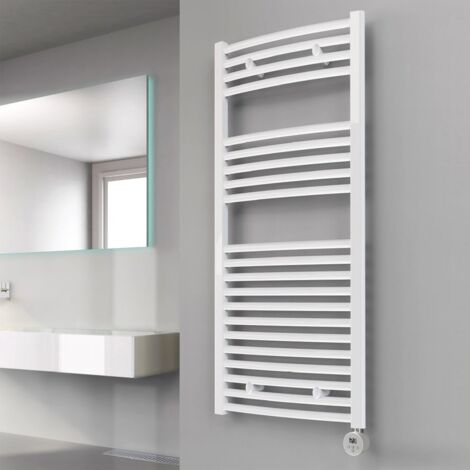 Reina Diva White Electric Towel Rail 1200mm High x 600mm Wide (+ White ...