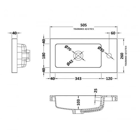 Hudson Reed Compact Inset Basin 500mm Wide - White