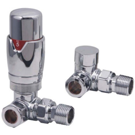 Orbit Designer Thermostatic Corner Radiator Valves Pair - Chrome
