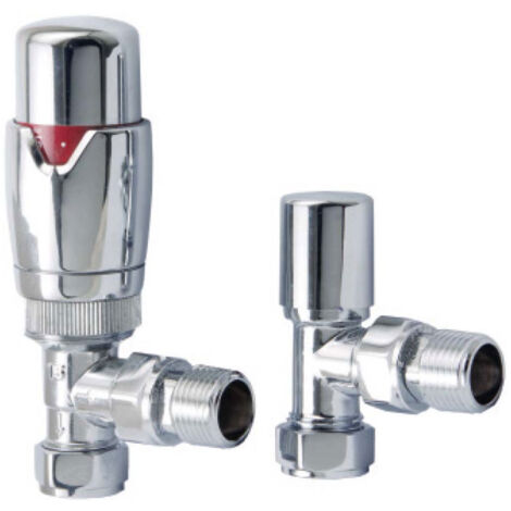 Orbit Designer Thermostatic Angled Radiator Valves Pair - Chrome