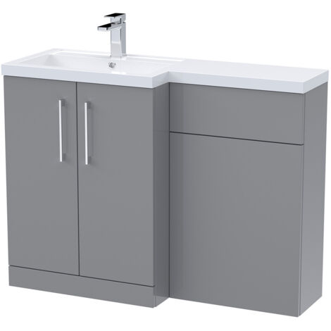 Nuie Arno LH Combination Unit with L-Shape Basin 1100mm Wide - Satin Grey