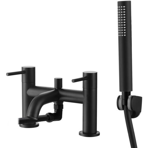 Sagittarius Ergo Bath Shower Mixer Tap with Kit Pillar Mounted - Black