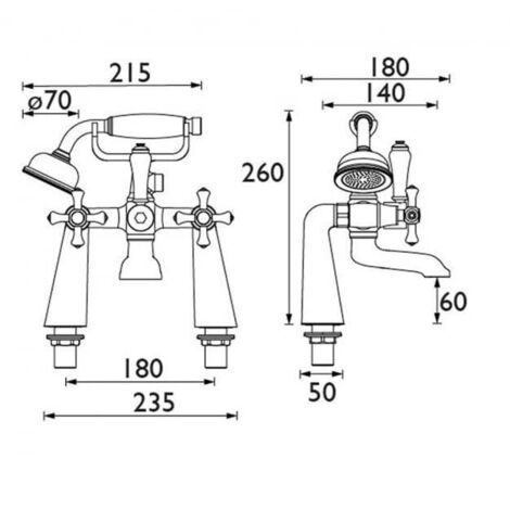 Bristan Colonial Bath Shower Mixer Tap - Chrome Plated