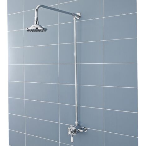 Hudson Reed Traditional Shower Riser Kit with Fixed Shower Head - Chrome