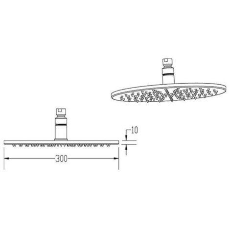 Nuie LED Round Fixed Shower Head 300mm Diameter - Chrome