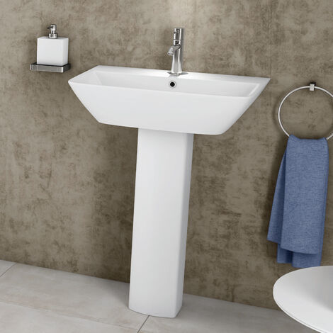 RAK Summit Basin and Full Pedestal 600mm Wide - 1 Tap Hole