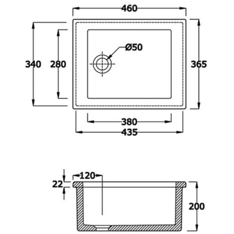 RAK Laboratory 4 Ceramic Belfast Kitchen Sink 1.0 Bowl 460mm L x 365mm ...