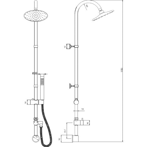 Hudson Reed Destiny Shower Kit with Outlet Elbow and Diverter - Chrome