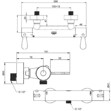 AKW Arka Care Thermostatic Bar Mixer Shower with Shower Kit