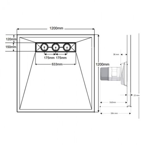 AKW TriForm Linear Drain Level Access Wet Room Former Tray 1200mm x 1200mm