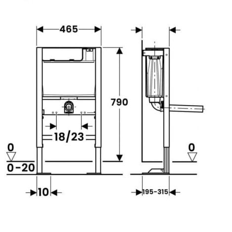 Geberit Duofix WC Toilet Frame 790mm with Low-Height Furniture Cistern