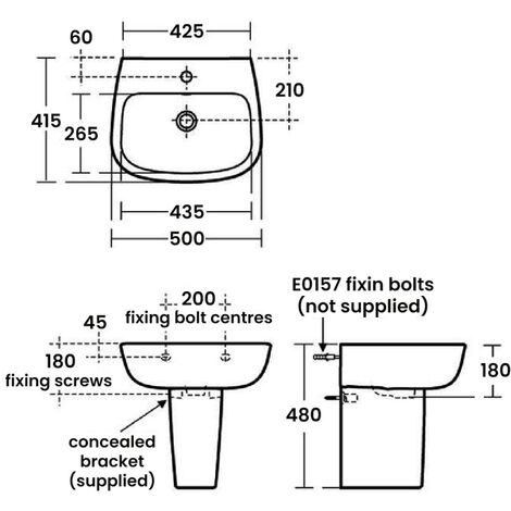 Ideal Standard Studio Echo Basin and Semi Pedestal 500mm Wide - 1 Tap Hole