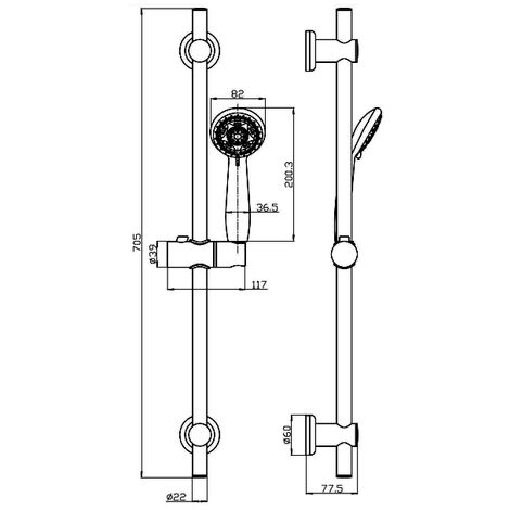 Orbit Round Shower Slide Rail Kit with Multi Function Handset - Chrome