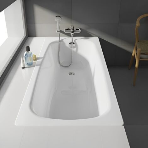 Roca Contesa Anti-Slip Rectangular Steel Bath 1700mm x 700mm 2 Tap ...