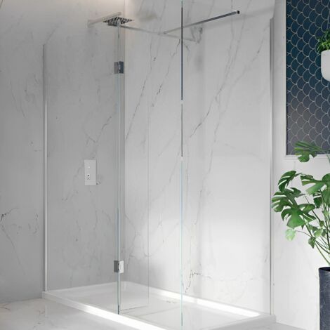 Orbit 8mm Walk-In Shower Enclosure with Flipper Panel 1400mm x 760mm ...
