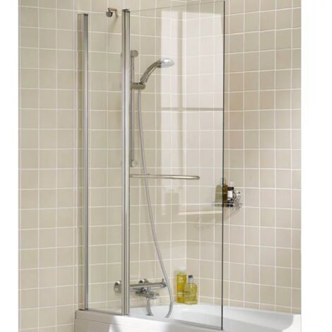Signature Classic Double Panel Square Hinged Bath Screen with Towel Bar ...