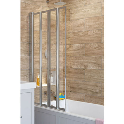 Signature Contract Four Folding Silver Framed Bath Screen 1400mm H x ...