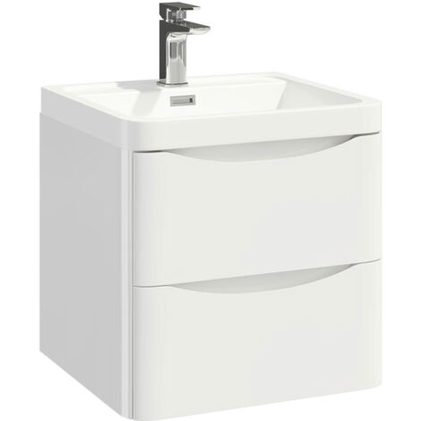 Orbit Contour Wall Hung 2-Drawer Vanity Unit with Basin 500mm Wide ...